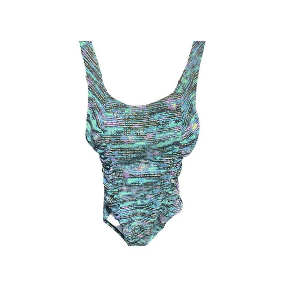 Speedo | Swim | Speedo Blue Pattern Ruched Side Shelf Bra One Piece ...
